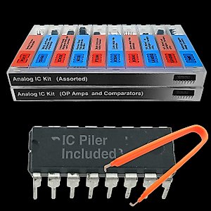 EEEEE IC kit 161 pcs, 20 Models Chip Assortment Set Analog Integrated Circuits Electronics Parts Opamp Pack, 555 Timer Components, Op Amp, Oscillator, Pwm, IC Plier Included UA741 LM358 and More..