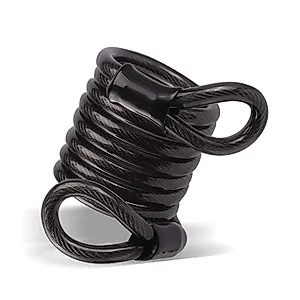 BIGLUFU Bike Security Steel Cable, 7ft/210cm Long Braided Steel Lock Cables, 12mm Flexible Steel Cable with Loop End