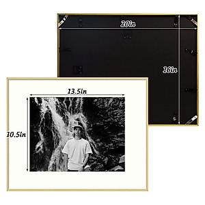 Golden State Art, 16x20 Aluminum Photo Frame with Ivory Mat for 11x14 Pictures - Sawtooth Hangers, Spring Clips - Wall Mounting - Real Glass - Metal Frame (Gold, 1-Pack)