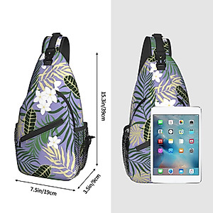 ASYG Hawaiian Tropical Flower Sling Bag Travel Hiking Casual Daypack Crossbody Shoulder Backpack Unisex Chest Bag