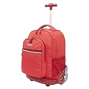 Travelers Club Rolling Backpack with Shoulder Straps, Red, 18-Inch
