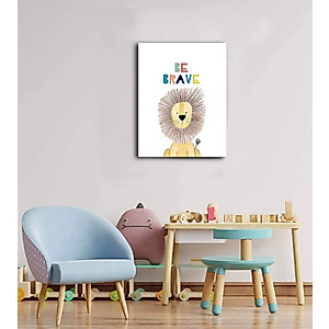 YHAOU Baby Nursery Wall Art Cute Cartoon Animal Pictures Canvas Prints Inspirational Quote for Kids Room Bedroom Decor Adorable Pictures Ready to Hang, 12 x 16 Inch