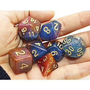 Polyhedral DND Dice Set Dice for Dungeons and Dragons, Pathfinder, D&D, RPG, MTG,7-Die Set Role Playing Games Dice…