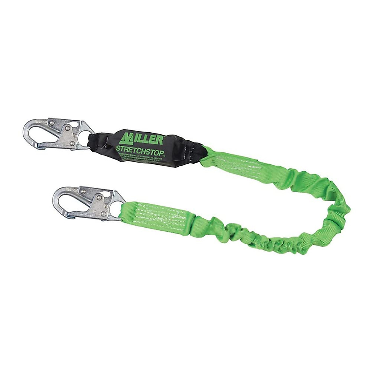 Miller by Honeywell 8798RSS-Z7/6FTGN ANSI Z359-2007 Compliant Stretchable Web Lanyard with Shock-Absorber, 6' Double Leg
