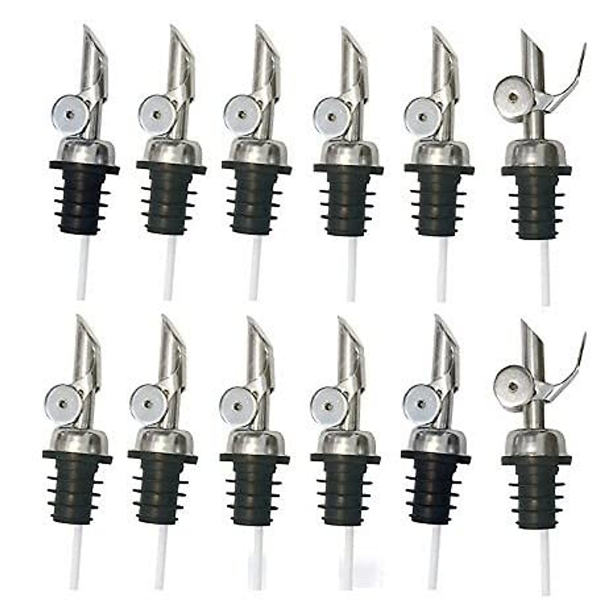 Weighted Stainless-Steel Flip Top Lid Liquor Wine Free Flow Bottle Pourer Dispenser Olive Oil Pour Spouts (48)