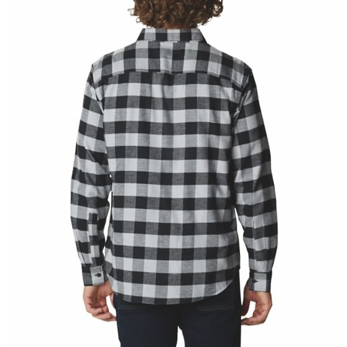 Columbia Men's Cornell Woods Flannel Long Sleeve Shirt, Grey Buffalo Check, Large