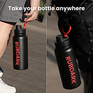 RUBDARK Insulated Water Bottles, 32 Oz Wide Mouth Double Vacuum Stainless Steel Water Flask,Leakproof Thermos Metal Water Bottle,Reusable for School,Travel, Camping, Bike, Sports (Gift box)
