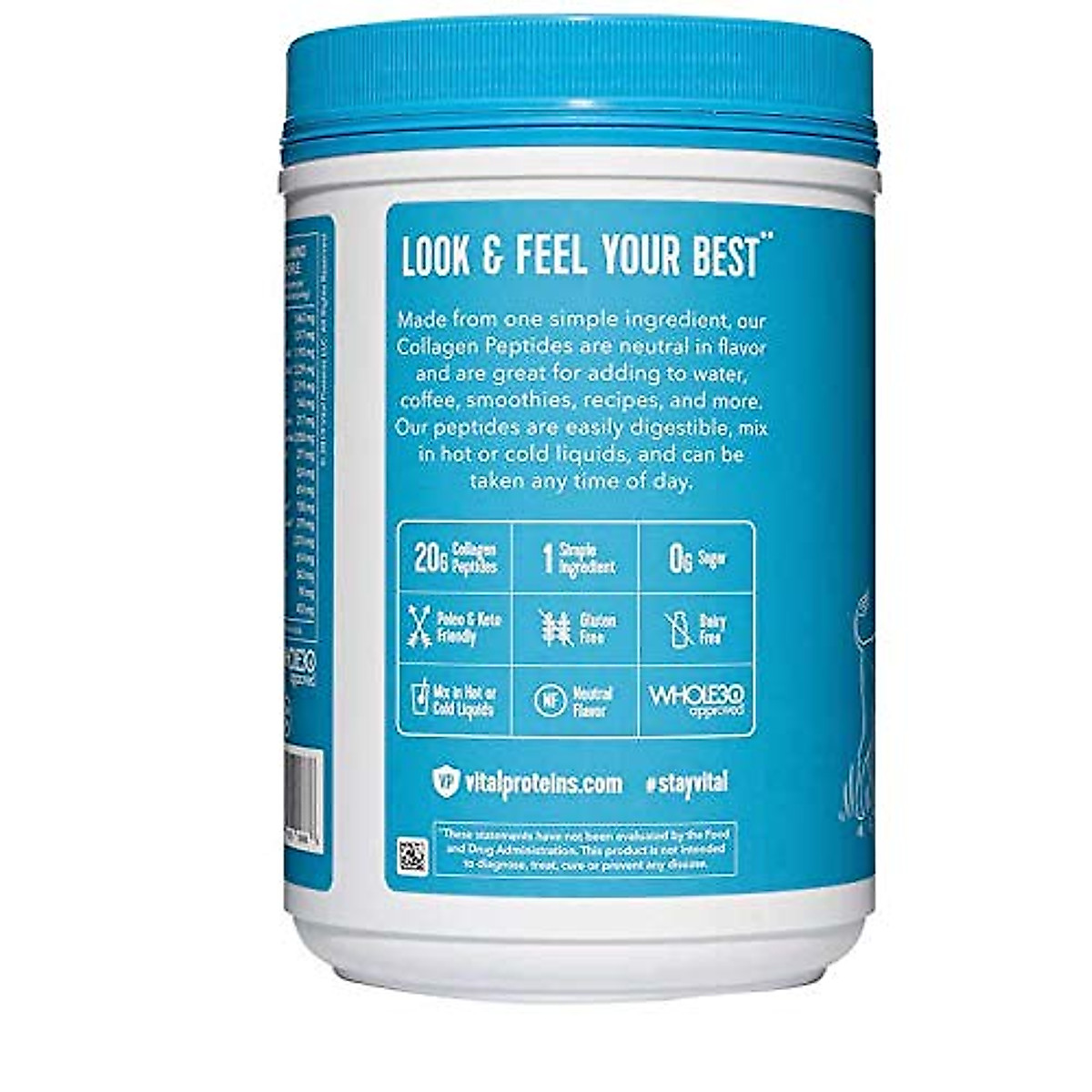 Vital Proteins Natural Whole Nutrition Collagen Peptides - Pasture Raised, Grass Fed, Paleo Friendly, Gluten Free, Single Ingredient - 24 Ounce