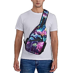 AMRANDOM Casual colorful skulls Sling Bag Casual Chest Package With Adjustable Strap Anti-Theft Sling Bags Shoulder Backpack Waterproof Sling Bag