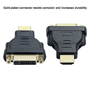 DTech DVI Female to HDMI Male Adapter Bi-Directional DVI-I 24+5 Port Converter