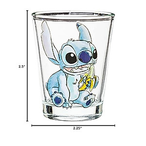 Silver Buffalo Lilo and Stitch Props 4-Pack Mini Glass Set, 1.5 Ounces