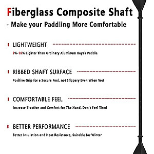 WONITAGO Kayak Paddle Premium Fiberglass Shafts with Reinforced Nylon Blades, Floating Oars for Kayaks, Adjustable 215-225 cm/85-90 Inches, White