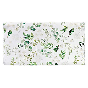 Stretchy Changing Pad Cover – Ultra Soft Diaper Changing Pad Table Sheets for Girls Boys Pure Cotton Safe and Snug Cradle Sheets Machine Washable Fit 32"/34'' x 16"Pad (Green Leaf)