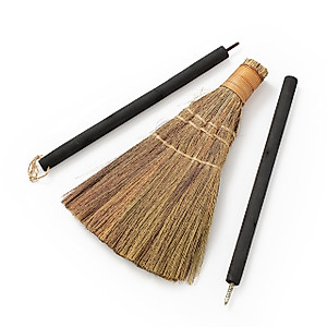 TTS For Home Vietnamese Straw Soft Black Broom for Cleaning with Long Handle Broom- Broom Decorative 9.45'' Width, 45.28" Length