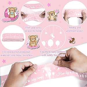 Baby Shower Games for Girl Gender Neutral How Big is Mommys Belly Tape 150 feet Measure Baby Bump Tape Measuring Tape Pregnant Belly Bear Baby Shower Tummy Measuring Tape Party Favors Supplies Pink