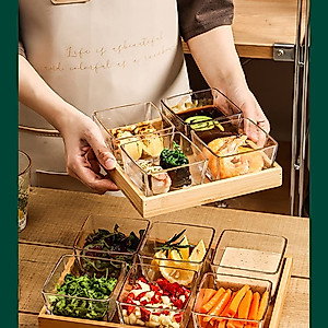 HARAY Salad Bowls Four-square Glass Snack Dish and Chassis Home Restaurant Divided Fruit Snack Dried Fruit Plate Side Dish Dipping Saucer Soy Sauce Dish Salad Bowls (Color : Brass)