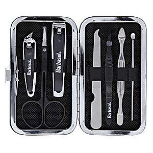Barbasol 8 Piece Travel Manicure Set with Scissors, Nail Clippers, Nail File, Tweezers, Cuticle Pushers and Travel Case