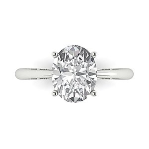 Clara Pucci 2.5ct Oval Cut Solitaire Genuine Moissanite Wedding Bridal Designer Anniversary Engagement Ring in 14k White Gold for Women