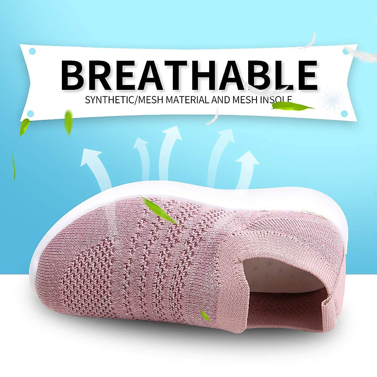 Apawwa Boys Girls Sneakers Kids Lightweight Slip On Running Shoes Pink/Blue/Navy/Black Walking Shoes Breathable Tennis Shoes for Toddler/Little Kids/Big Kids