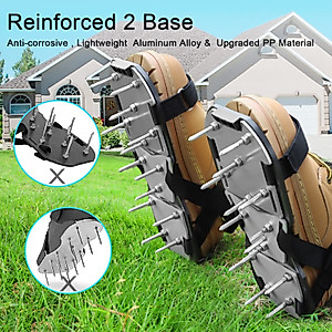 DenForste Lawn Aerator Shoes for Grass - Pre-Assembled Grass Aerator Shoes for Lawn - Soil Yard Aerator Tool for Aerating Patio Garden, Black