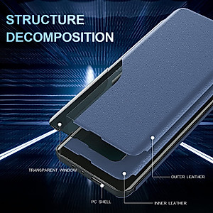 CCasualL for Oppo Reno2 Z Phone Case, Slim Design Clear View Luxury Side Protective Magnetic Closure w/Kickstand Compatible Flip Cover Oppo Reno2 Z-Blue