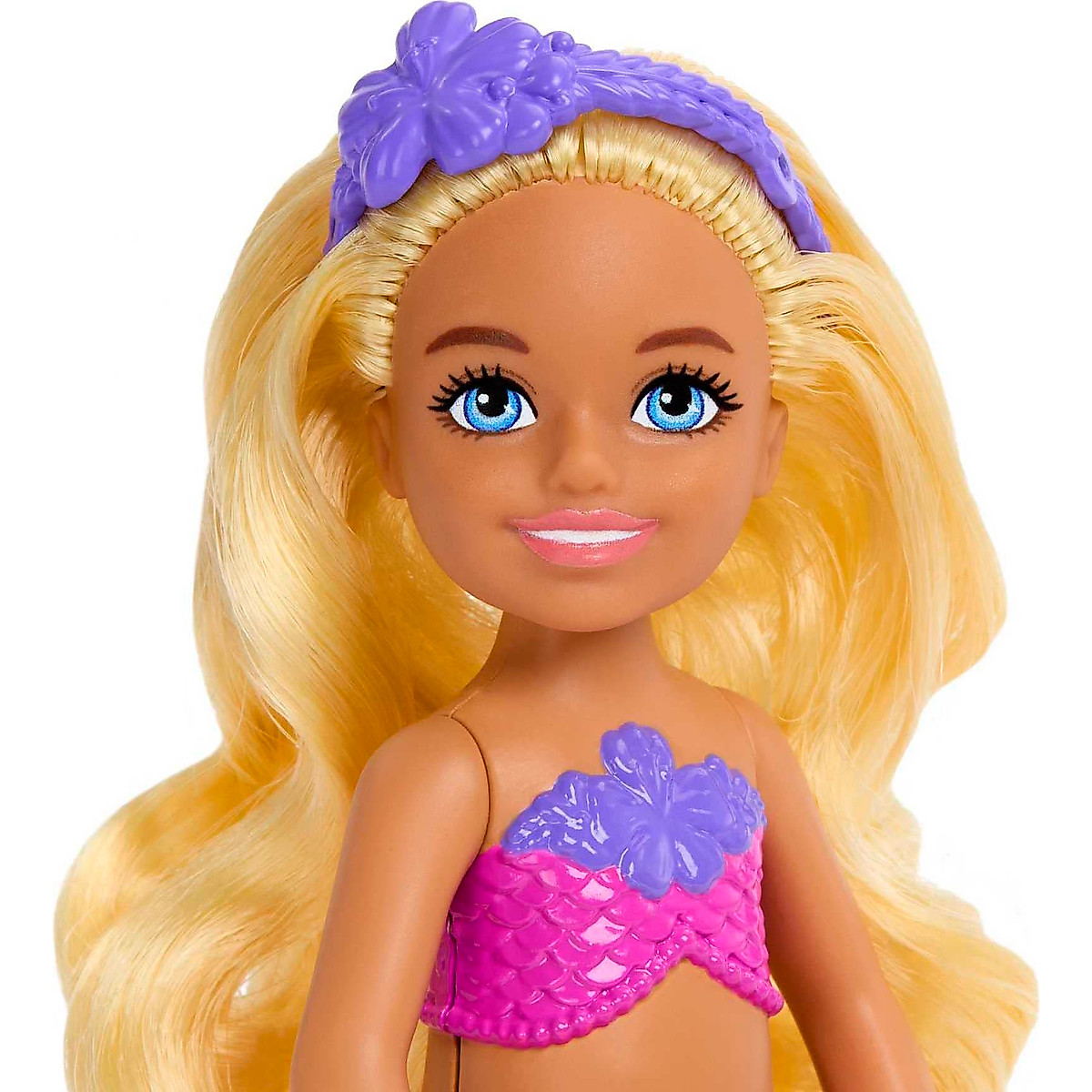 Barbie Dreamtopia Chelsea Mermaid Small Doll with Removable Hair Accessory, Wavy Blonde Hair & Ombre Tail, Bends at Waist