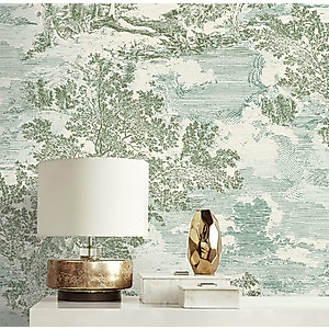 Surface Style - Peel and Stick Wallpaper, Scenic Wallpaper for Bedroom, Powder Room, Kitchen, Self Adhesive, Vinyl, 30.75 Sq Ft Coverage (Serene Scenes Collection, Willow)