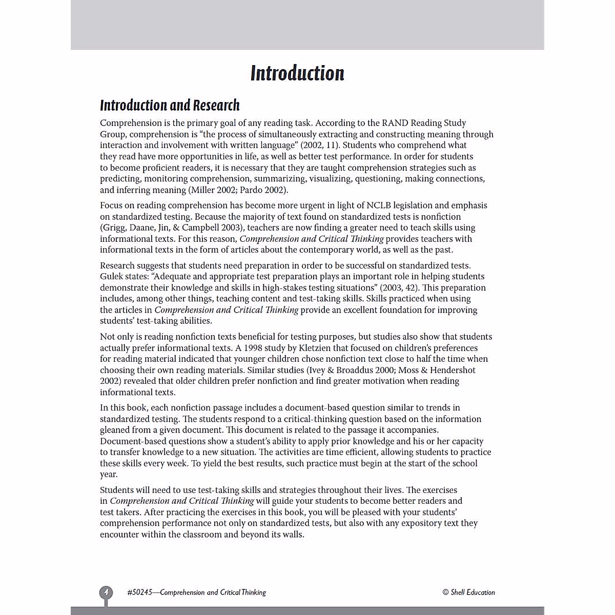 Comprehension and Critical Thinking Grade 5 (Comprehension & Critical Thinking)