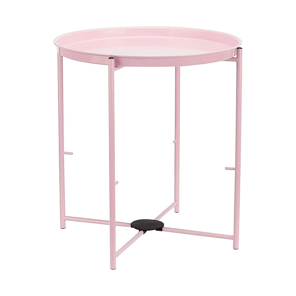Amazon Basics Round Storage End Table, Side Table with Cloth Basket, Dusty Pink, 17.7"D x 17.7"W x 18.9"H