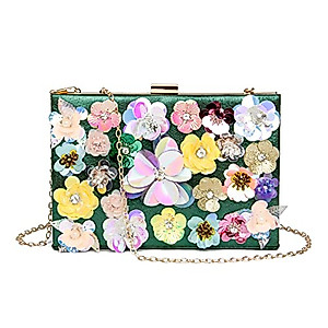 Lanpet Women Clutches Colorful Flower Evening Bag Sequins Satin Evening Clutch Bride Wedding Handbag
