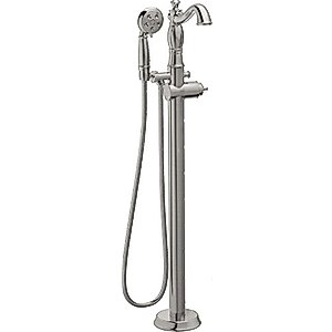 Delta Faucet Cassidy Floor-Mount Freestanding Tub Filler with Hand Held Shower, Stainless T4797-SSFL-LHP (Valve and Handle Sold Separately)