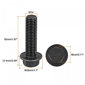 uxcell M14-2x50mm Hex Serrated Flange Bolts 10.9 Grade Carbon Steel Screws 4pcs