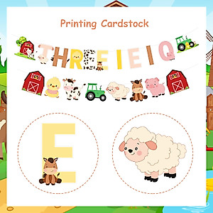 Sursurprise Farm 3rd Birthday Decorations, THREE I E I O Farm Animals Banner for Barnyard Farm Birthday Party Supplies