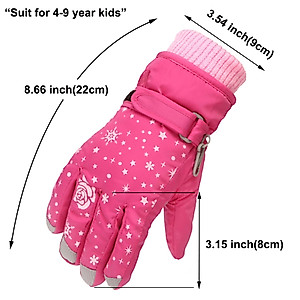 Aniywn Winter Gloves for Kids 4-9, Winter Snow Ski Gloves Children Snowboard Gloves Waterproof Winter Cold Weather Gloves