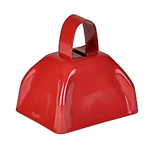 Metal Cowbells - Red 3 Inch Cow Bells Noise Makers, Loud Call Bell with Handles for Sporting Events, Cheering, Team Spirit, Noisemakers, Weddings, (Pack of 12)