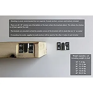 Urban Legacy Accent Floating Shelves | Reclaimed Wide Plank Barn Wood with Floating Brackets | Set of 2 (Natural, 36" x 7" x 2")