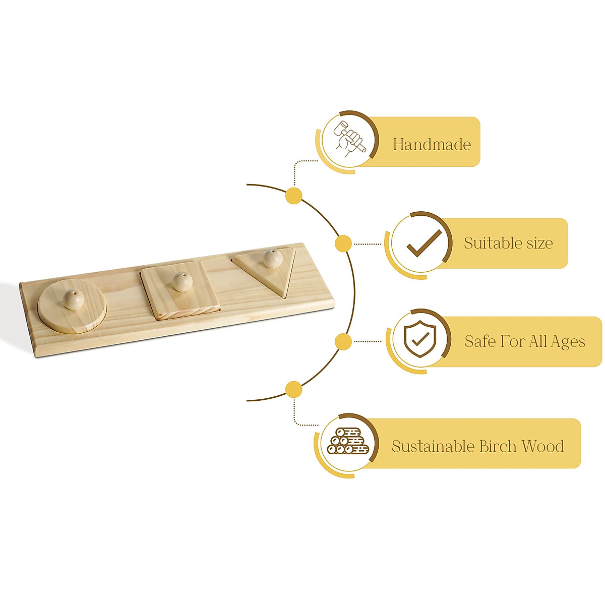 Handreamy Organic Geometric Wooden Puzzles Toys with Pattern Blocks & Boards | Educational Shape Recognition for Toddlers | Preschool Learning Activities for Kids Ages 3+