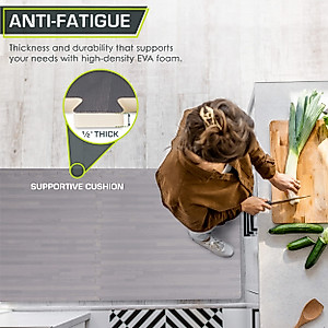 ProsourceFit Wood Grain Puzzle Mat 1/2-in, 6 EVA Foam Interlocking Floor Tiles (24SQ FT) for Secure Indoor Room Workout Flooring and Playmat, Slate Grey