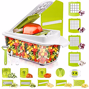 Vegetable Chopper and Slicer Dicer for Kitchen 23 PCS Veggie Slicer and Chopper Vegetable Cutter Cooking Accessories Gadget Stuff Salad Maker Dicing Machine Potato Fruit Chopper with Container