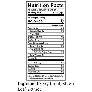 Stevia + Erythritol 1:3 Sweetener | 1 tsp = 3 tsp of sugar | Healthier Sugar Substitute - 0 Calories - 0 Glycemic Index - Keto and Paleo - 0 Net Carbs - Non-GMO - NaTivo Wellness - 30 oz
