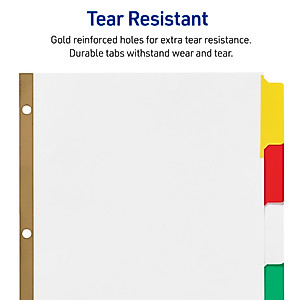 Avery 5-Tab Binder Dividers, Write & Erase Multicolor Big Tabs, 6 Sets (23076)