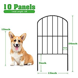OUSHENG Decorative Garden Fence Fencing 10 Panels, 10ft (L) x 24in (H) Rustproof Metal Wire Border Animal Barrier for Dog, Flower Edging for Yard Landscape Patio Outdoor Decor, Arched