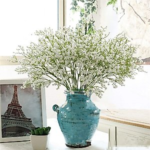 Botius Artificial Flowers 9Pcs 21" Baby Breath/Gypsophila Fake Silk Plants Wedding Party Decoration Real Touch Flowers DIY Home Garden, White