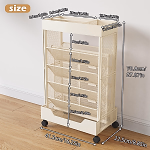 COVAODQ COAVODQ Book Cart with Wheels Mobile Bookshelf Rolling Bookshelf Organizer Bookcase Book Storage Rack, Book Movable Rolling Carts with Wheels for Home Sclool Office 5-Tier