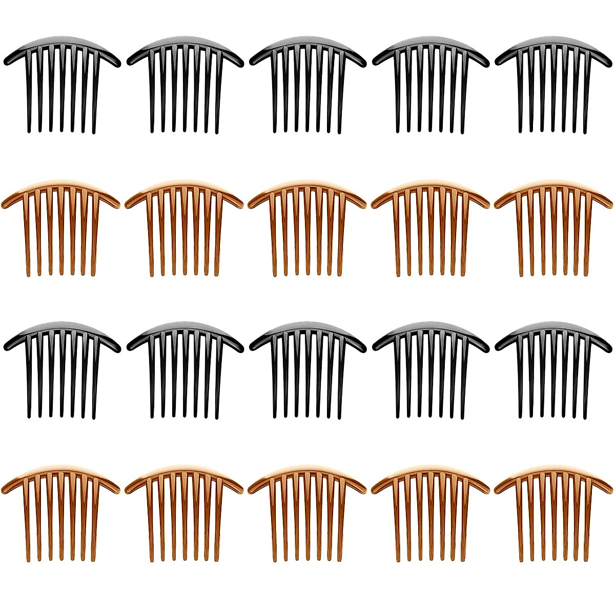 20 Pieces 7 Tooth French Style Twist Comb Plastic Hair Side Combs Hair Accessory for Women (Black and Brown)