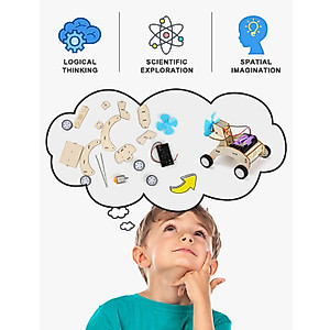 4 Set STEM Kits, Science Experiment STEM Projects for Kids Age 8-12, Model Car Kit, Educational Building Kits,3D Wooden Puzzles, DIY STEM Toys, Birthday Gift for Boys and Girls Ages 8 9 10 11 12