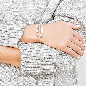 EVE'S ADDICTION Custom Engraved Gold Tone Birthstone Name Bar Bracelet - Birthstone Bracelet - Name Bracelet - Personalized Bracelet for Her - Gift for Mom - Gifts for Mom