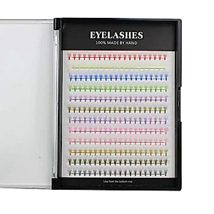 12Rows 240Pcs 10D Colorful Individual Premade Fans False Eyelashes Mixed 12 Colors Volume Eye Lashes Extensions Makeup Cluster Eyelashes 8/10/12/13/14/15/16mm Available(12MM)