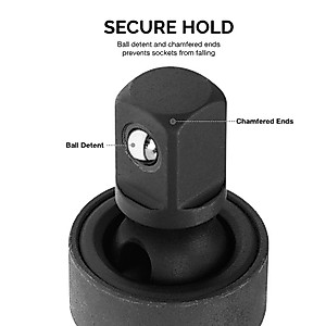 NEIKO 02486A Impact Universal Joint-Socket Swivel Set, Socket Extension Set Made From Cr-Mo with Included 1/4-, 3/8-, and 1/2-Inch Sockets, Set of 3