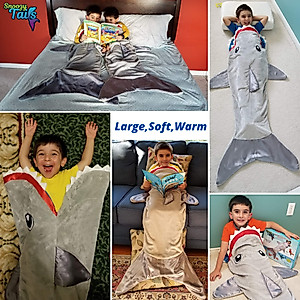 Shark Tail Animal Blanket for Boys. Soft Plush Shark Sleeping Bag Blanket for Kids with Gift Box. Blankie Fun Fin Gray. Snuggle Double-Sided Minky Fabric. Cozy for Boys Kids
